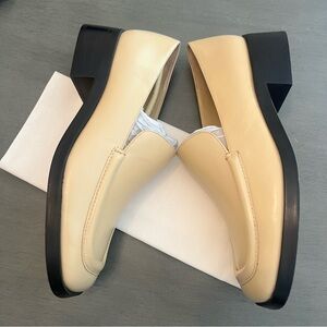 Vince | Shoes | Vince Womens Doris Low Block Heel Loafer Beige Leather ...